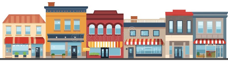 Street of Shop Buildings Background Vector Illustration Stock Photo ...