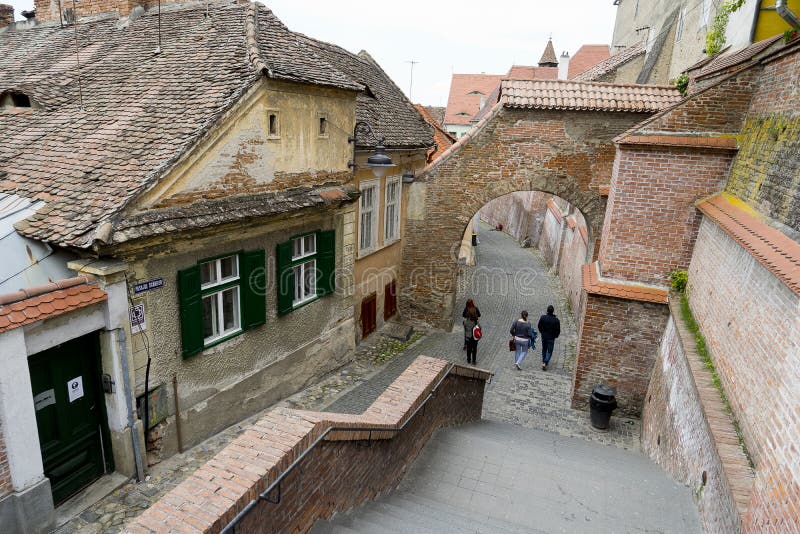 Street in Sibiu Romania editorial stock photo. Image of europe - 71812898