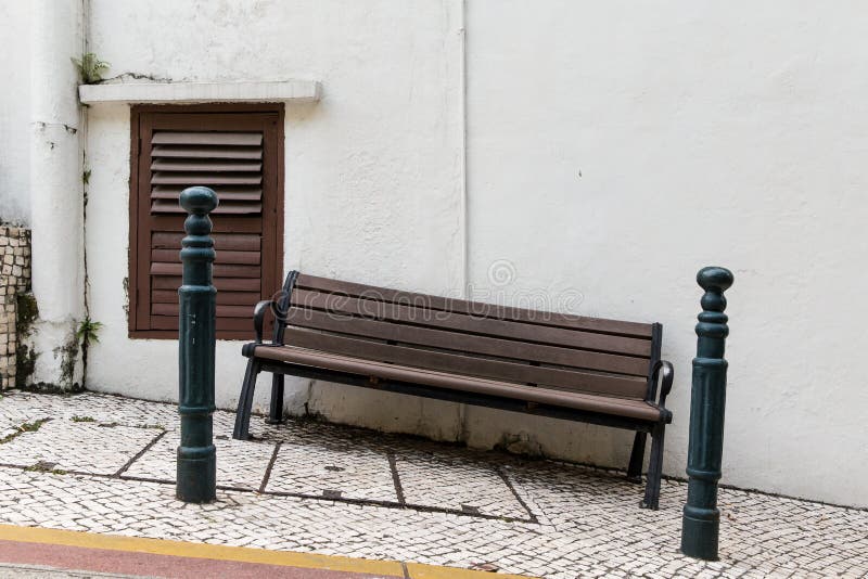 Street side bench stock photo. Image of background, seat - 46003934