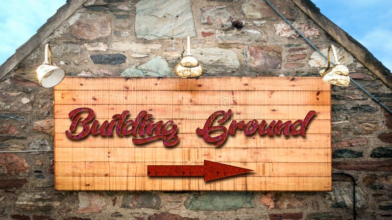 Street Sign BUILDING GROUND Stock Photo - Image of flat, sold: 150882880