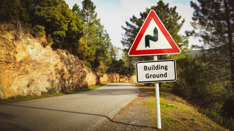 Street Sign BUILDING GROUND Stock Photo - Image of sold, construction ...