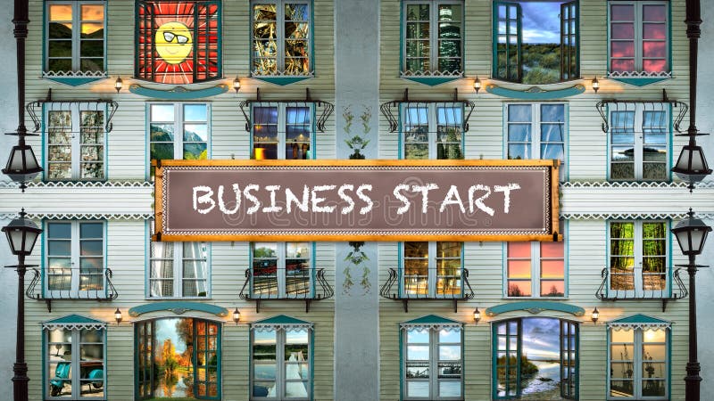 Street Sign BUSINESS START stock image. Image of selfemployed - 199331763