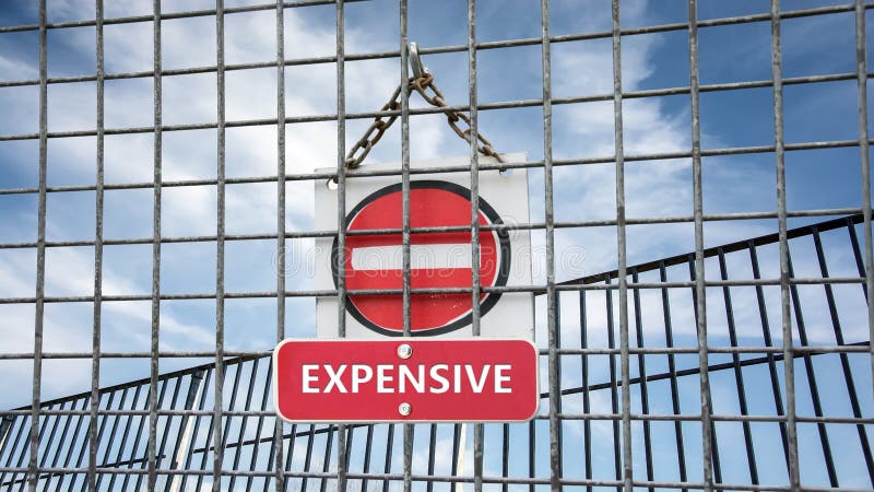 Street Sign Cheap Versus Expensive Stock Photo - Image of signpost ...