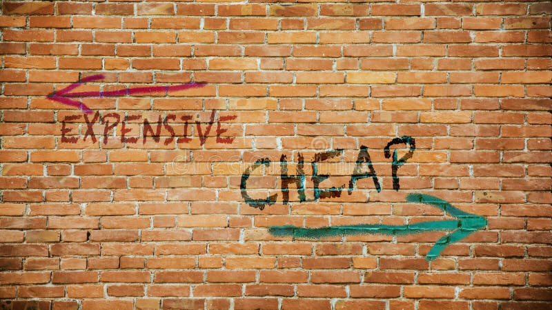 Street Sign Cheap Versus Expensive Stock Photo - Image of expensive ...