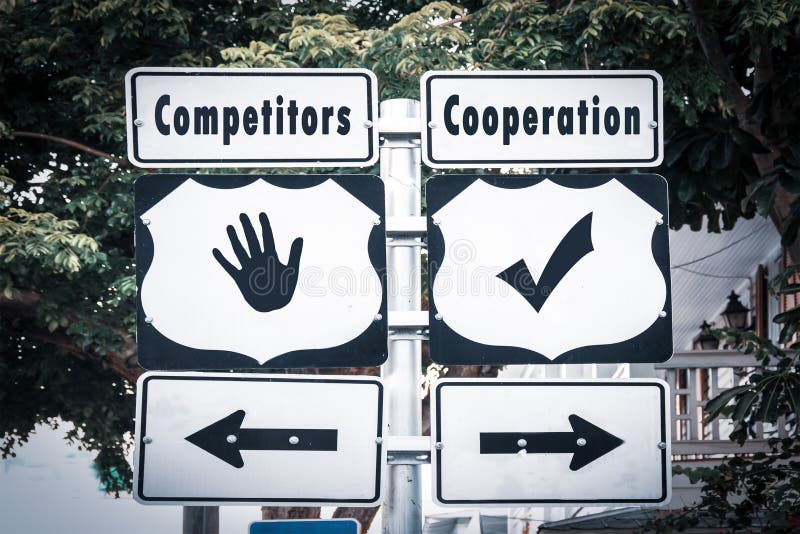 Street Sign Cooperation Versus Competitors Stock Image - Image of sign ...