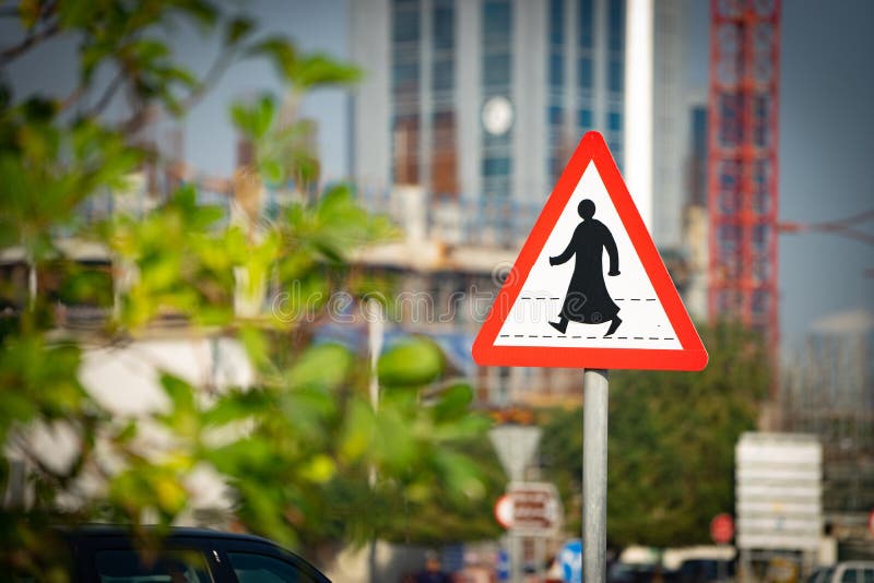 Street Sign Crosswalk Prohibited in Doha, Qatar Stock Photo - Image of ...