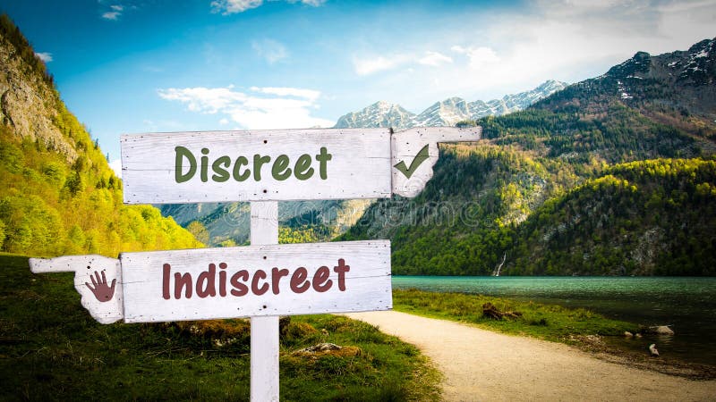 Street Sign Discreet Versus Indiscreet Stock Image - Image of shield ...