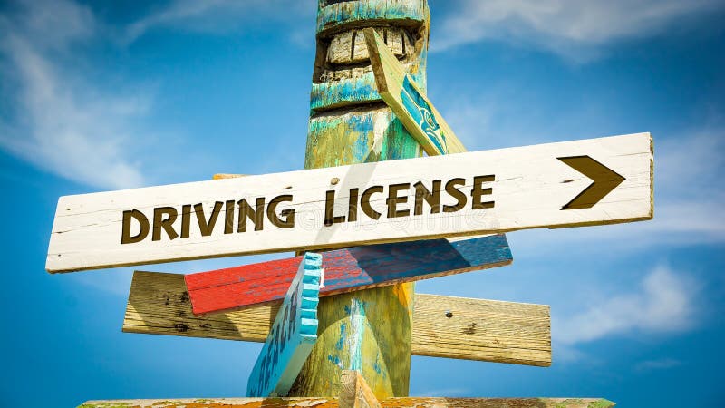 Street Sign DRIVING LICENSE Stock Image - Image of sign, instruction ...