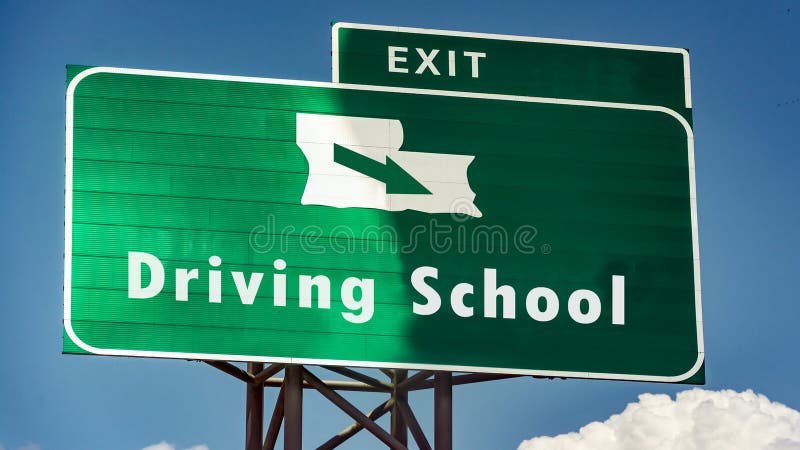 Street Sign DRIVING SCHOOL stock image. Image of traffic - 163951261