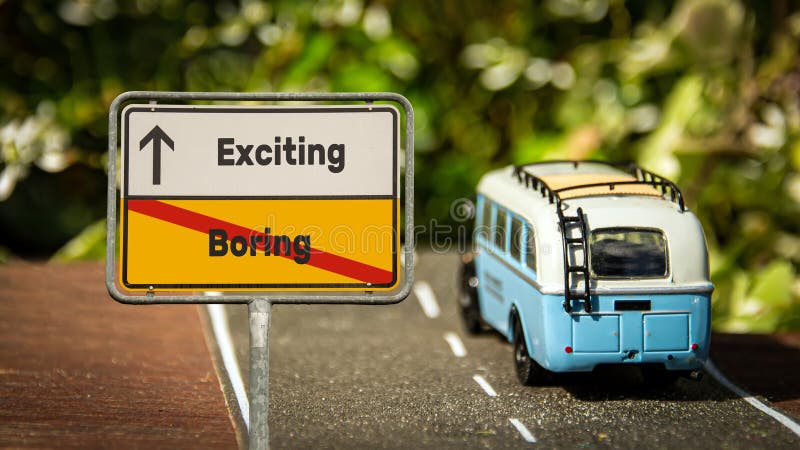 Street Sign Exciting Versus Boring Stock Illustration - Illustration of ...