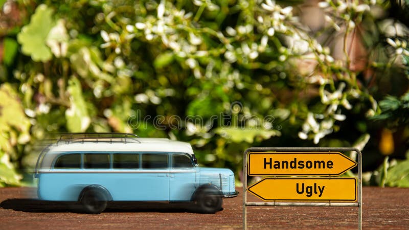 Street Sign Handsome Versus Ugly Stock Illustration - Illustration of ...