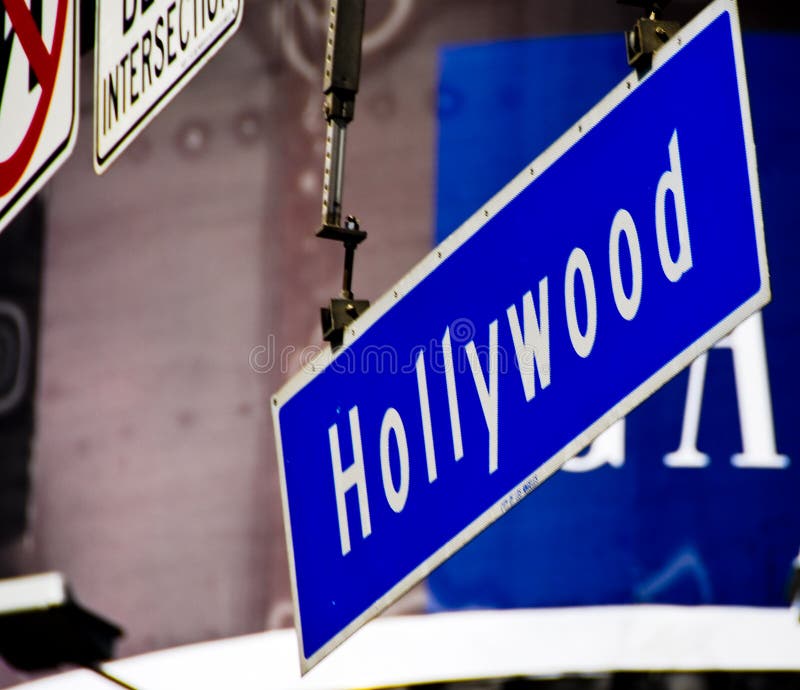 Street Sign in Hollywood California Stock Photo - Image of legendary ...