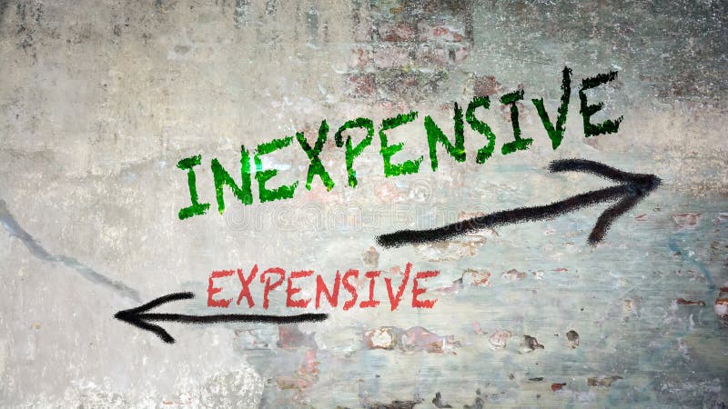 Street Sign Inexpensive Versus Expensive Stock Illustration ...