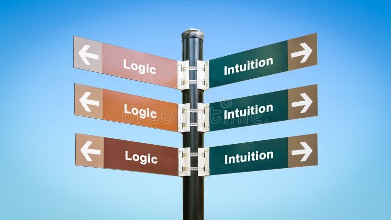 Street Sign Intuition Versus Logic Stock Photo - Image of brainstorm ...