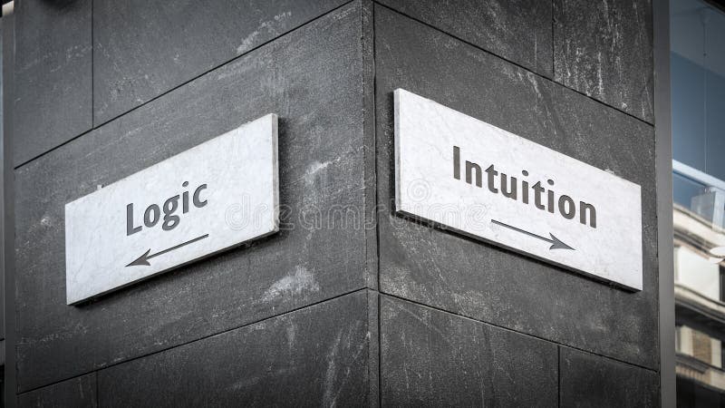 Street Sign Intuition Versus Logic Stock Image - Image of logic, shield ...