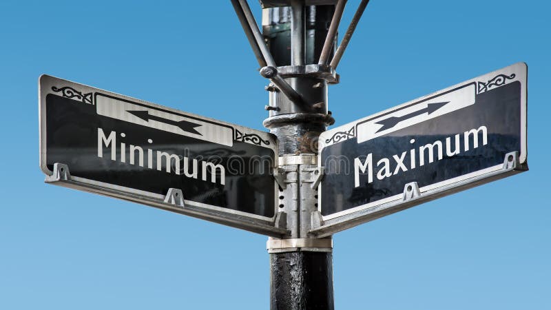 Street Sign Maximum Versus Minimum Stock Photo - Image of risk ...