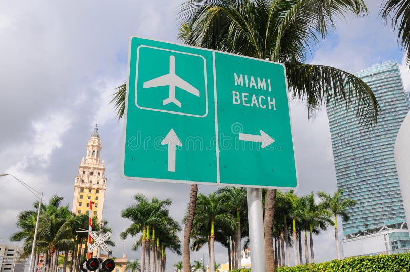 City of Miami Beach Florida Welcome Sign with Palm Trees Stock Image ...