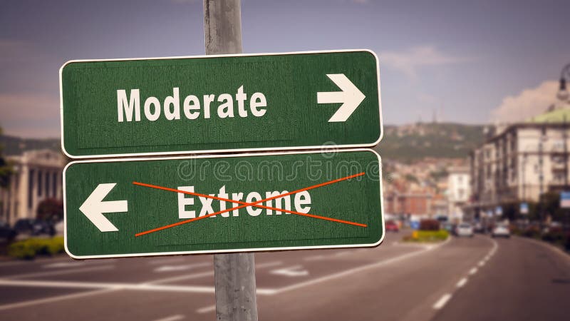 Street Sign Moderate Versus Extreme Stock Image - Image of shield ...