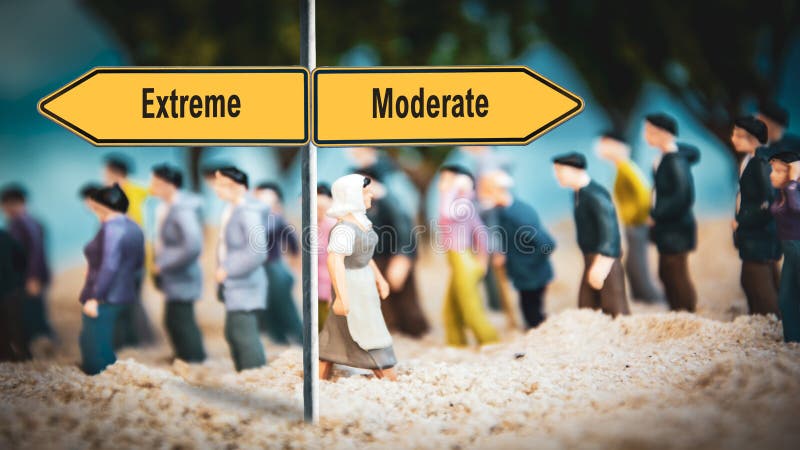 Street Sign Moderate Versus Extreme Stock Image - Image of abnormal ...