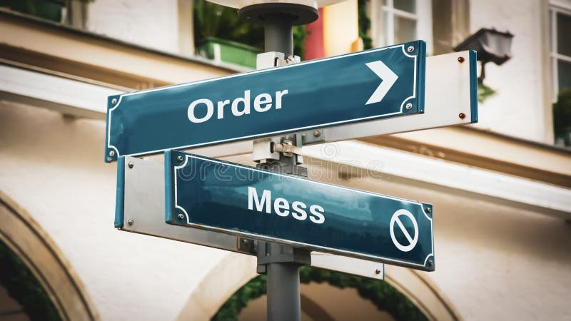 Street Sign Order Versus Mess Stock Photo - Image of accuracy, mess ...