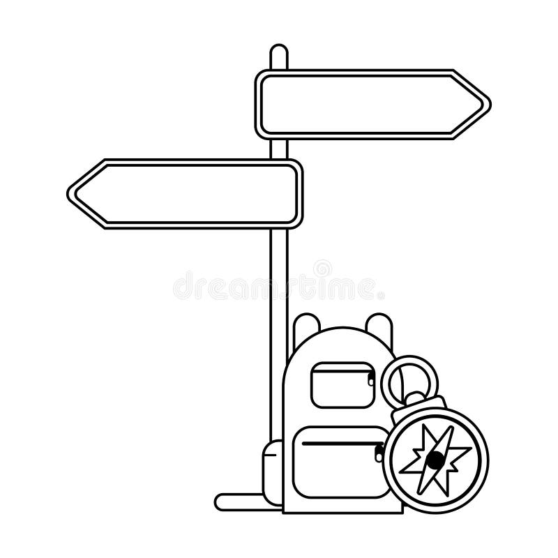 Street Sign Post Backpack and Navigation Compass in Black and White ...