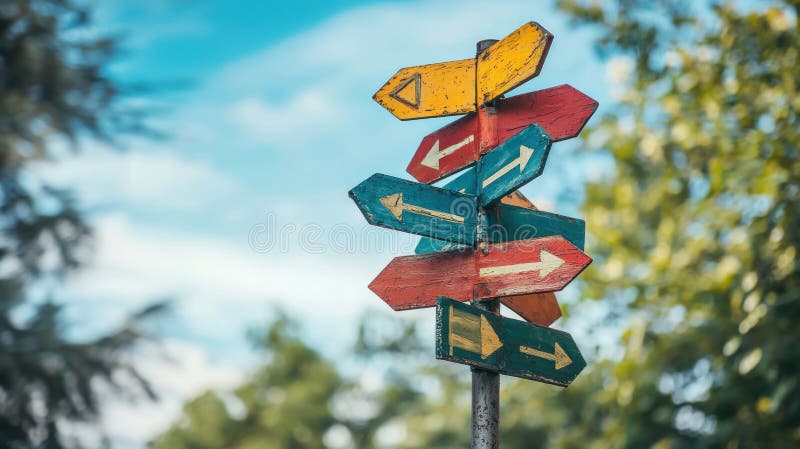 A Street Sign Post with Various Directional Signs Stock Illustration ...