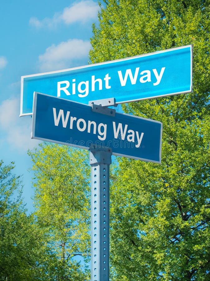 Street Sign that Reads Right Way and Wrong Way Stock Photo - Image of ...