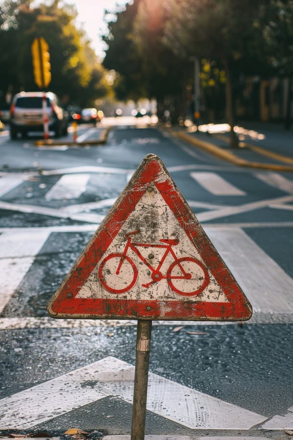 A Street Sign with Red and White Colors on the Side of a Road Stock ...