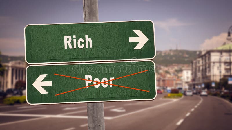 Street Sign Rich Versus Poor Stock Photo - Image of luxury, street ...