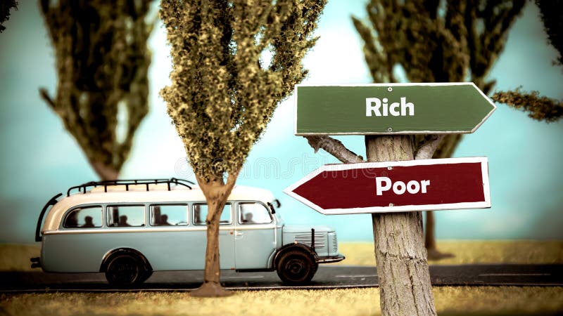 Street Sign Rich Versus Poor Stock Photo - Image of abundance ...