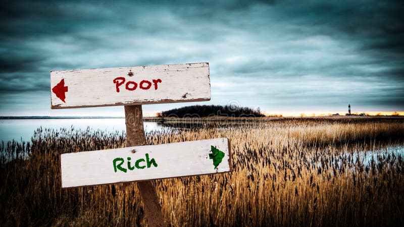 Street Sign Rich Versus Poor Stock Image - Image of poor, neglect ...