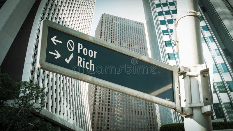 Street Sign Rich Versus Poor Stock Image - Image of sign, money: 187063919