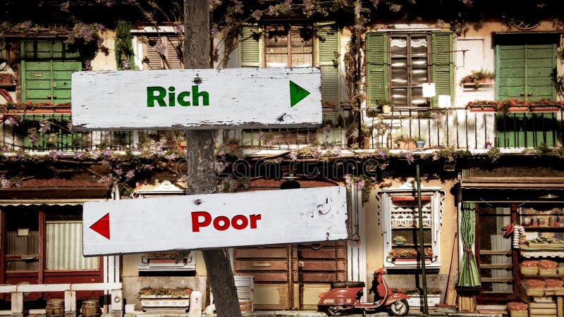 Street Sign Rich Versus Poor Stock Image - Image of unemployed ...