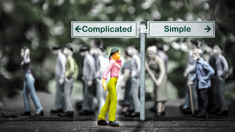 Street Sign Simple Versus Complicated Stock Image - Image of task ...