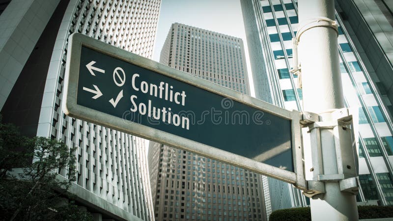 Street Sign Solution Versus Conflict Stock Photo - Image of peace ...