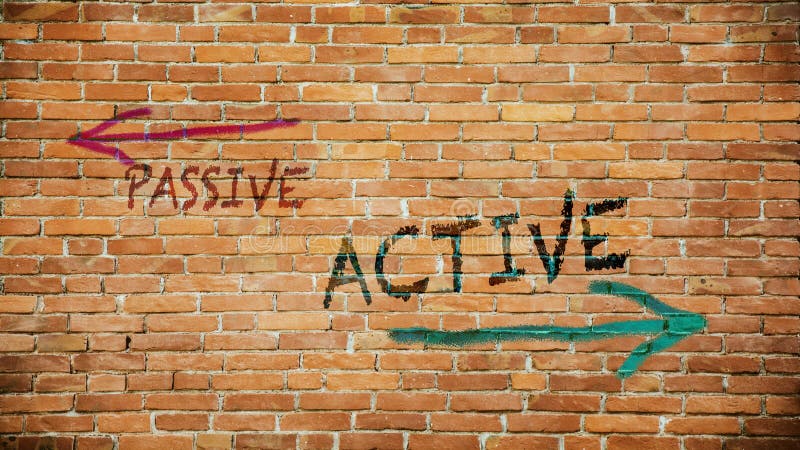 Street Sign To Active Versus Passive Stock Image - Image of motivation ...