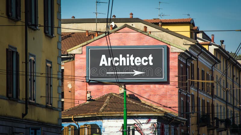 Street Sign to Architect stock photo. Image of shield - 265484918