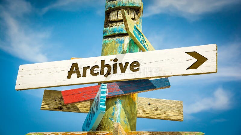 Street Sign to Archive stock image. Image of documentation - 147855241