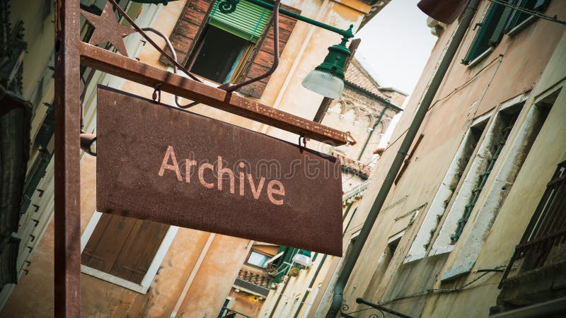 Street Sign to Archive stock photo. Image of archival - 200142532