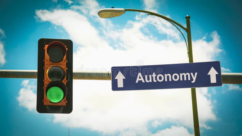 Street Sign to Autonomy stock photo. Image of dependent - 167871490