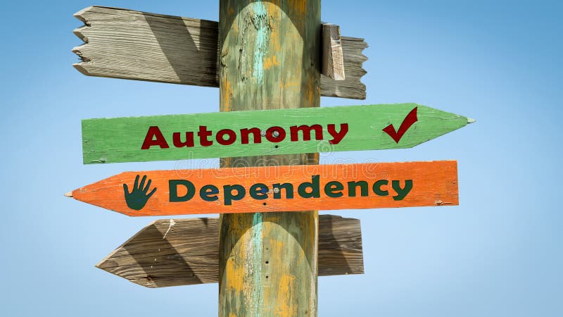 Street Sign To Autonomy Versus Dependency Stock Photo - Image of sign ...