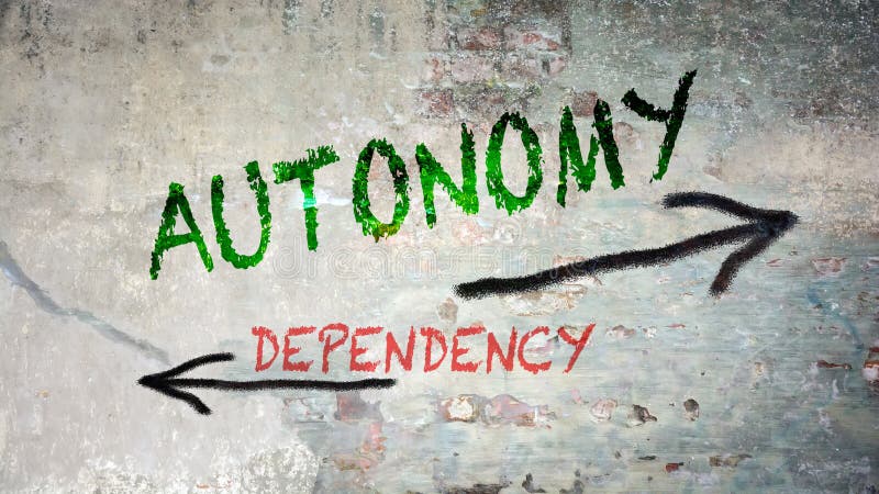 Street Sign To Autonomy Versus Dependency Stock Image - Image of ...
