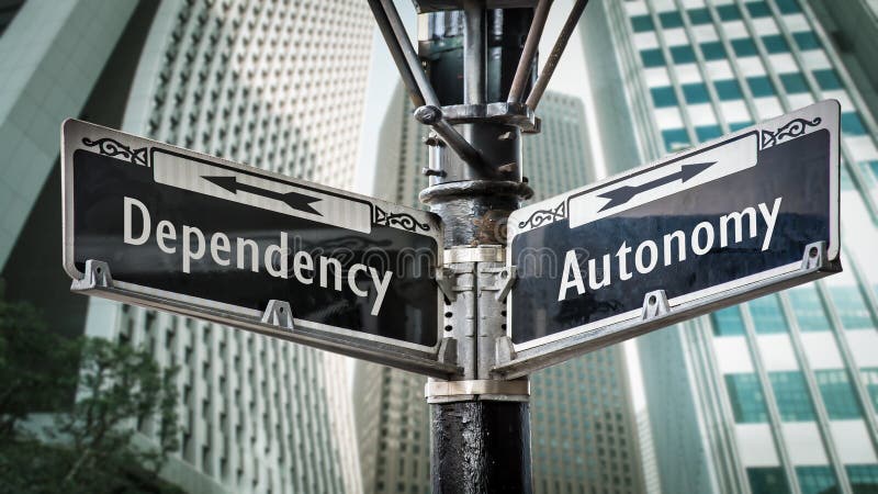 Street Sign To Autonomy Versus Dependency Stock Image - Image of ...