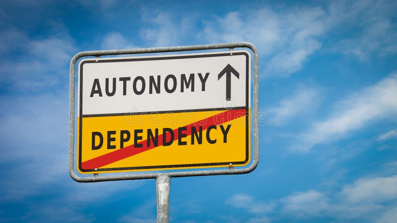 Street Sign To Autonomy Versus Dependency Stock Photo - Image of ...