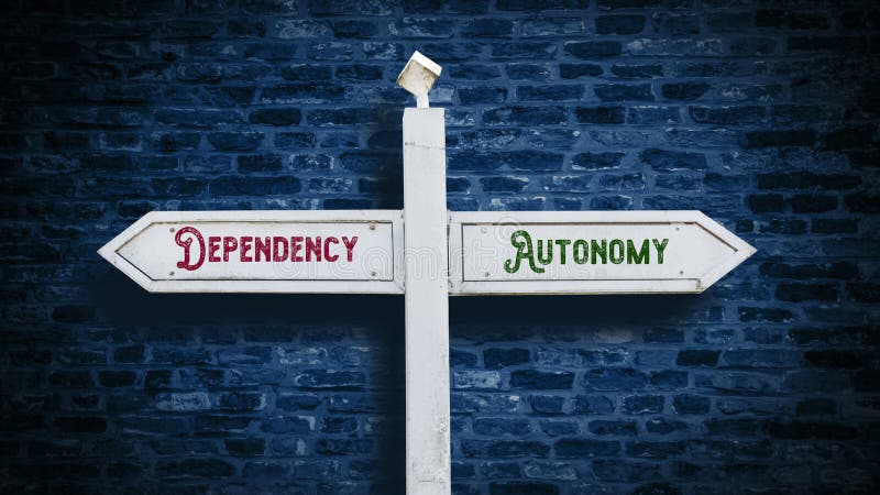 Street Sign To Autonomy Versus Dependency Stock Image - Image of ...