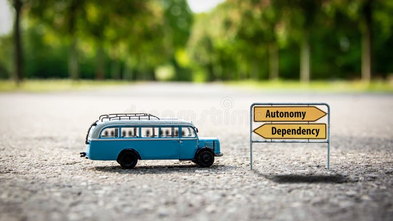 Street Sign To Autonomy Versus Dependency Stock Photo - Image of ...