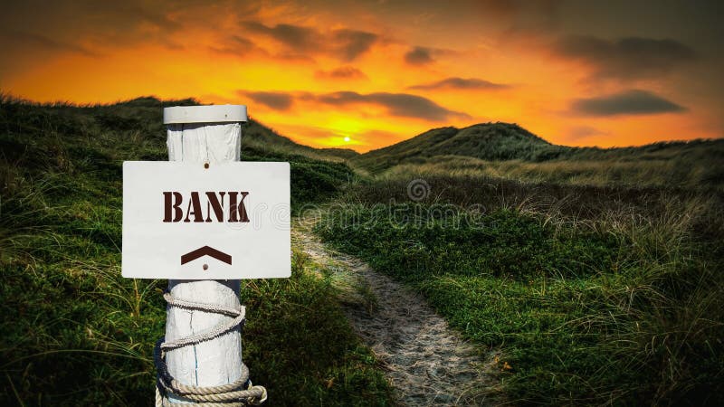 Street Sign to Bank stock image. Image of loan, indebtedness - 199331939