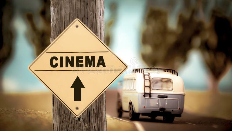 Street Sign to Cinema stock photo. Image of screen, film - 173300672