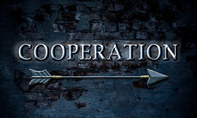Street Sign to Cooperation stock image. Image of goal - 194109093