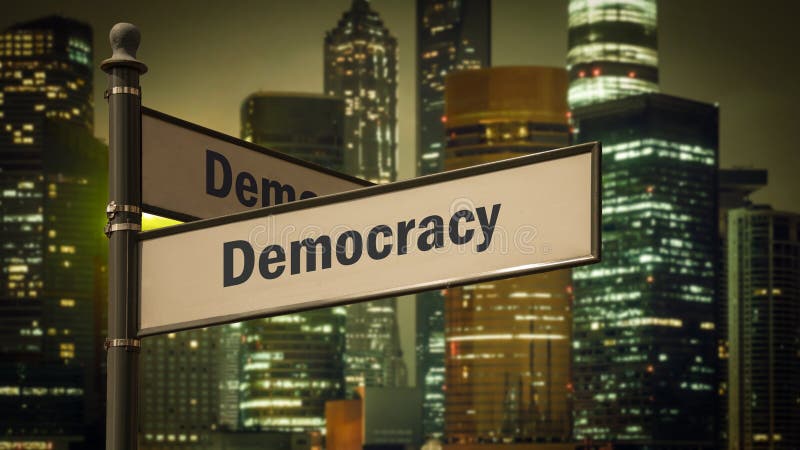 Street Sign to Democracy stock photo. Image of shield - 152707908
